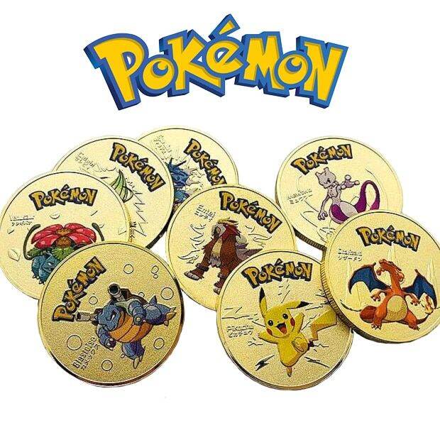 Pokemon Coins Commemorative Cards Metal Gold Plated Silver Collection ...