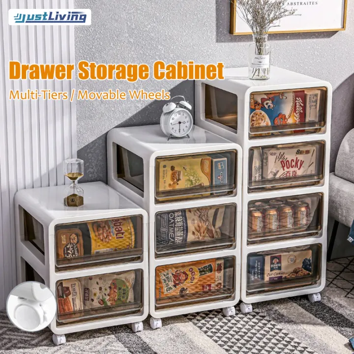 JustLiving Multi-Layer Drawer Storage Cabinet Movable Trolley Storage ...