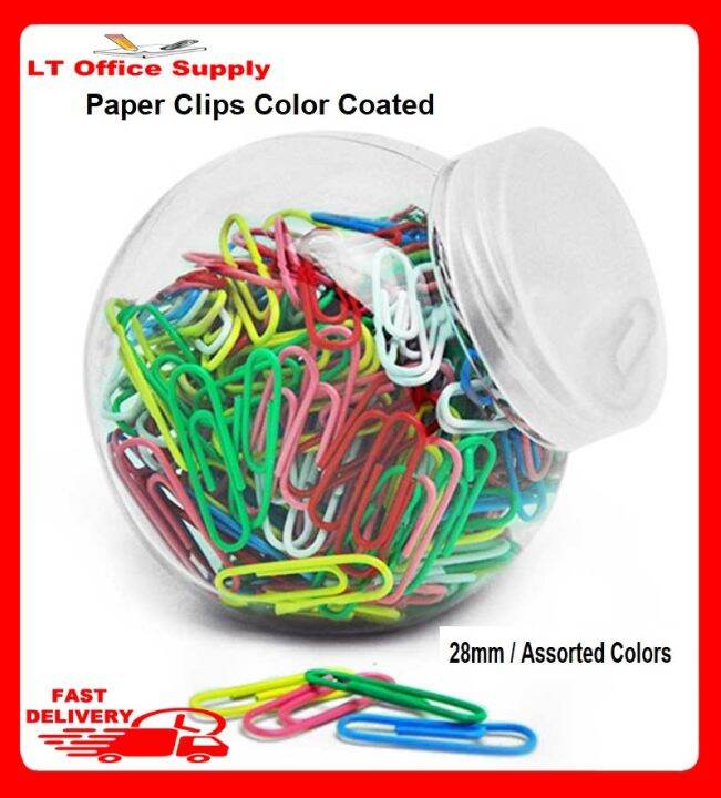 (LT OFFICE) Paper Clips color Coated assorted color 28mm | Lazada PH