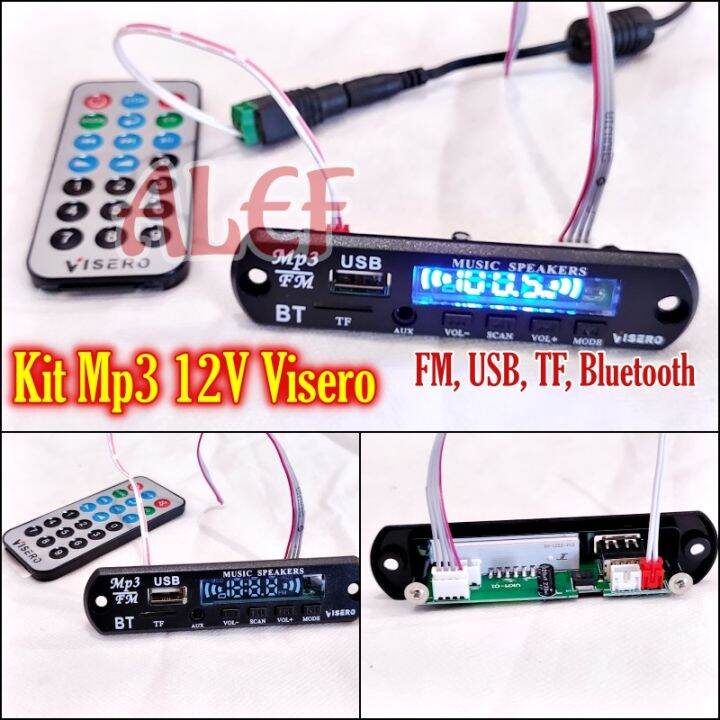 kit mp3 bluetooth visero 12V aux USB TF FM player modul | Lazada Indonesia