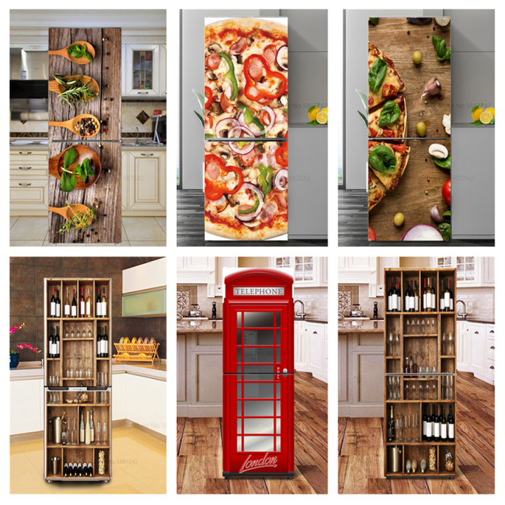 Food Refrigerator Stickers Vinyl Fridge Wallpaper Whole Door Cover ...
