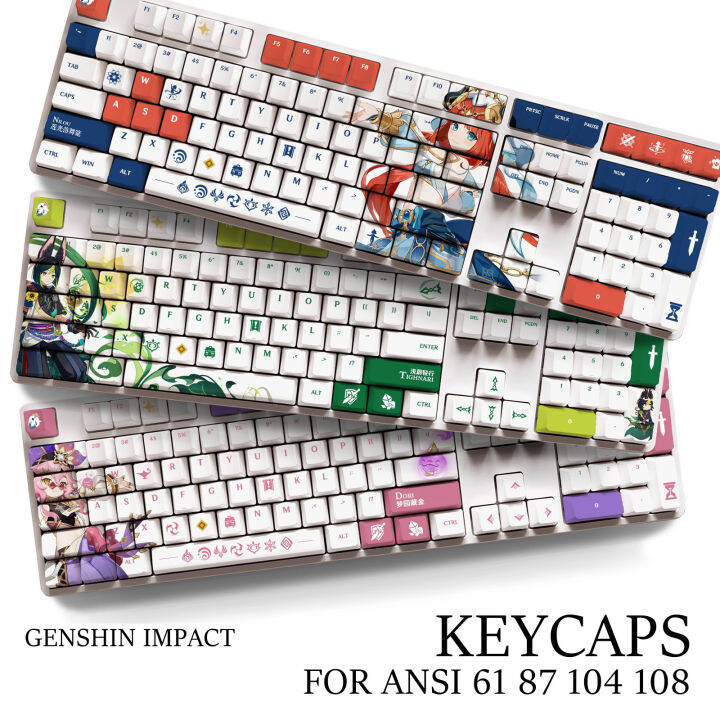 Genshin Impact NAHIDA NILOU Pbt Material Keycaps Set for ANSI 61 87 104 108 keys Mechanical ...