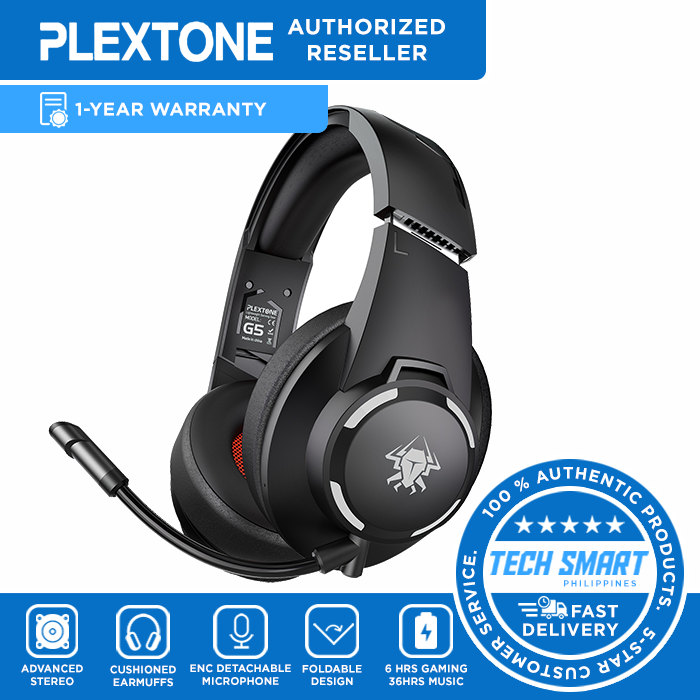 PLEXTONE G5 Foldable Gaming Wireless Headset Low Latency with Noise Cancelling Mic for PS4, PC ...
