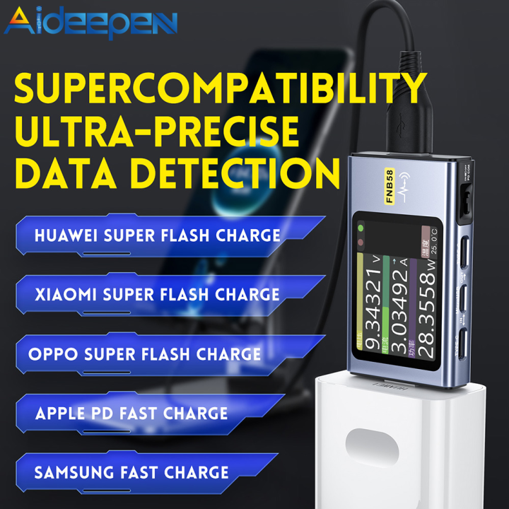 Aideepen USB Power Meter Type-C Voltage Current USB Tester Digital ...