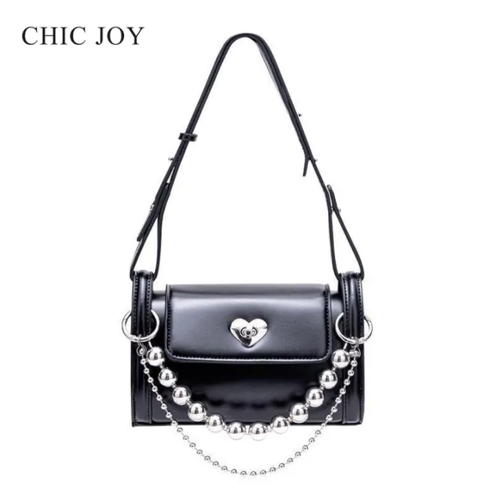 Cjoy กระเป๋าสะพายผญ กระเป๋าสะพายโซ่รักหัวเข็มขัดเนื้อขนาดเล็ก รักแร้ กระเป๋าใส่โทรศัพท์มือถือแบบ ...