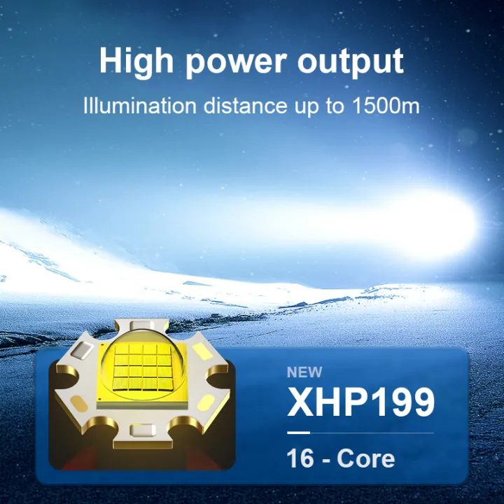 ใหม่ล่าสุด XHP199ที่มีประสิทธิภาพมากที่สุด Led ไฟฉายไฟฉายแบบชาร์จไฟ ...