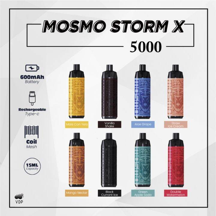 Mosmo Storm X 6000 Puffs 6k Dispo Disposable Vape Pod 5 Sub Ohm VDP ...