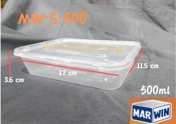 MW S-500 Microwavable Rectangular Container with Lid (50set±)/(500ml ...