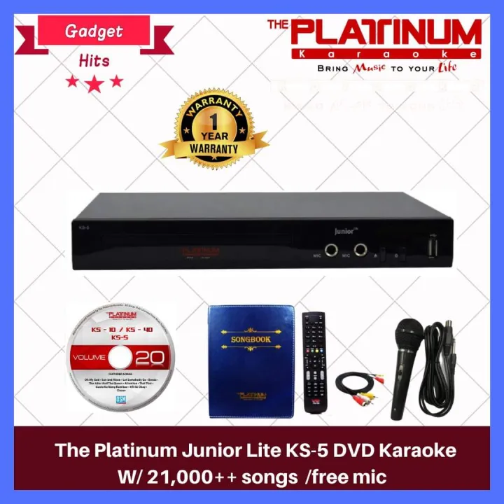 The Platinum Junior Lite KS-5 DVD Karaoke (Black) with Free Wired Mic - VOLUME 20 UPDATED CD ...