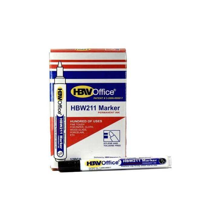 12pcs/Box HBW Permanent Marker Black | Lazada PH
