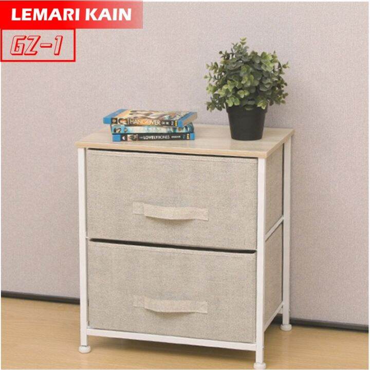 Lemari Aesthetic 2 Laci Kain Rak Penyimpanan Lemari Linen Minimalis ...