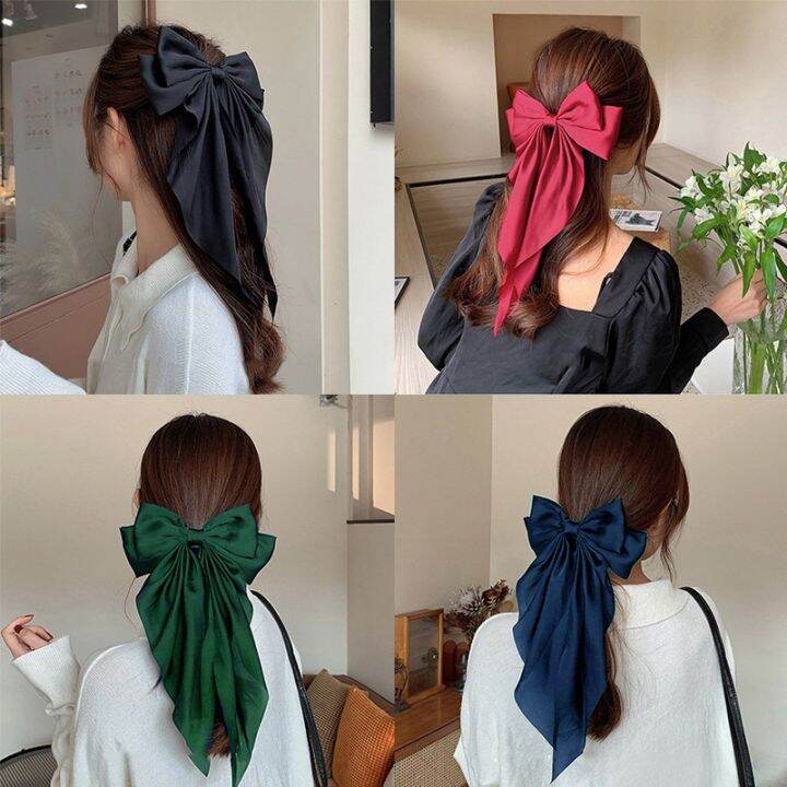 Korea Elegant Long Bow Hairpin Large Ribbon Hair Clip | Lazada PH