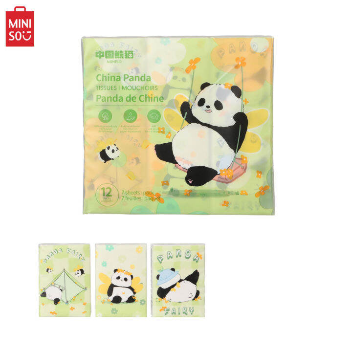 MINISO Dinosaur Series/China Panda Unscented Facial Tissues 12 Packs ...