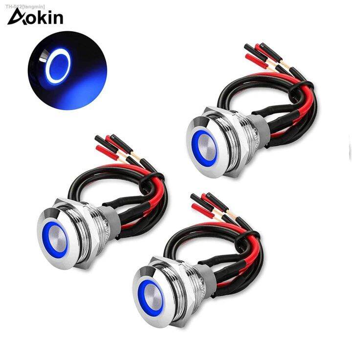 ♈ 16/19mm 12V ON Off Latching Push Button Switch with Wiring Harness ...