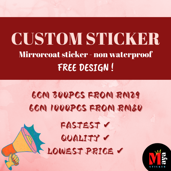 Custom Mirrorcoat Sticker Label Printing 300pcs/ 500pcs/ 1000pcs | Lazada