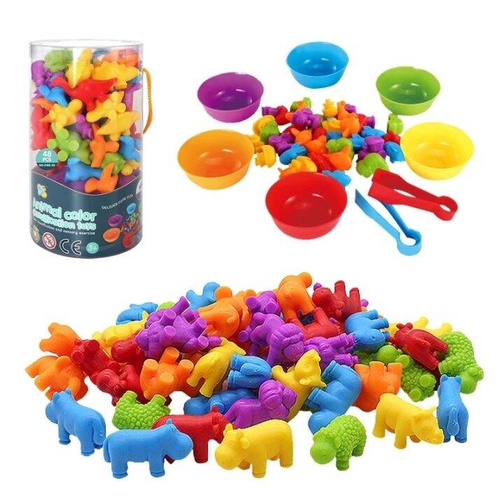 Montessori Rainbow Counting Soft Rubber Animal with Matching Sorting ...