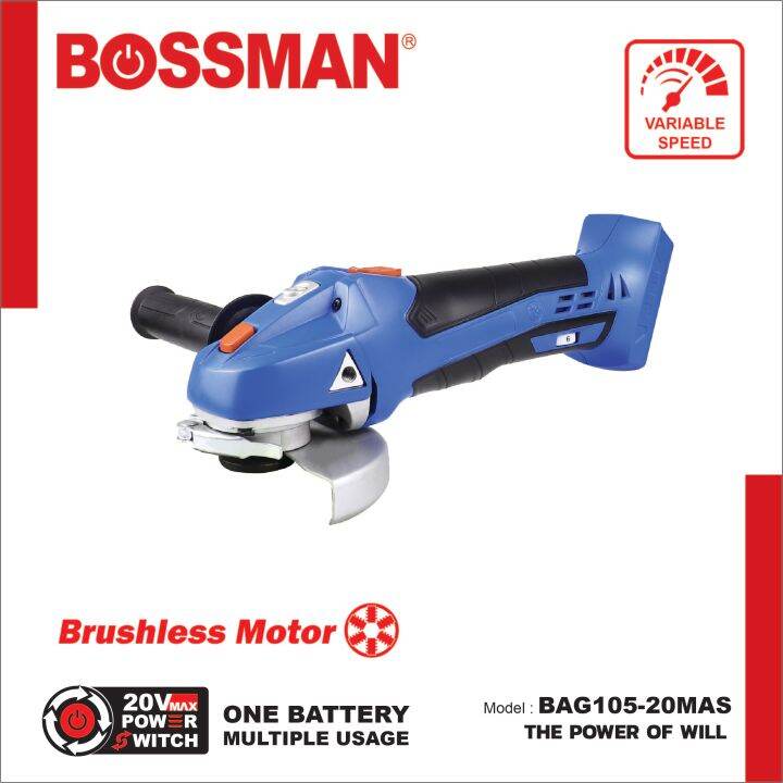 BOSSMAN - (6 Speed) 20V Cordless Angle Grinder Adjustable Speed (BAG105 ...