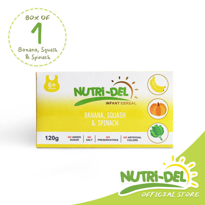 NUTRIDEL Baby Food - Banana, Squash, Spinach (120g) | Lazada PH