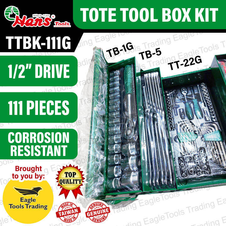 Hans 1/2" Drive Tote Tool Box Set Original Kit 111 Pieces TTBK-111G (metric) | Lazada PH
