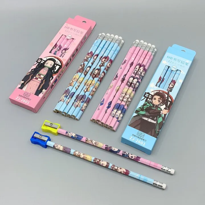 12Pcs Anime Demon Slayer Pencil Kimetsu No Yaiba Kamado Tanjirou Nezuko ...