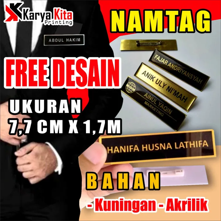 Name tag peniti termurah - Papan nama - Nametag baju dinas - Pin nama ...