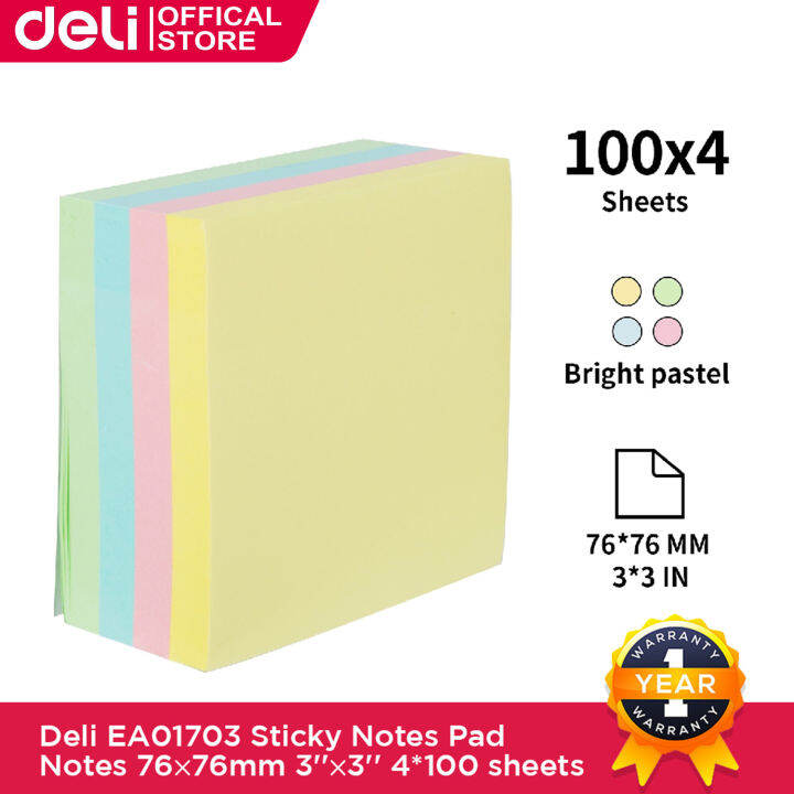 Deli Sticky Notes Pad Notes For School Supplies Office 76×76mm Yellow ...