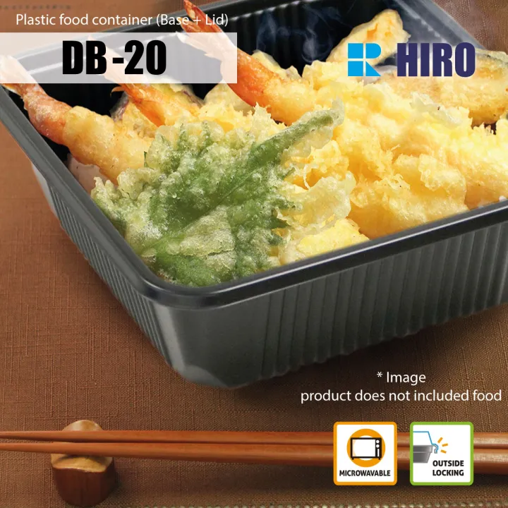 [100 set] DB-20 Disposable Plastic Food Container Donburi Lunch Box Bento Box HIRO FOOD (Base ...