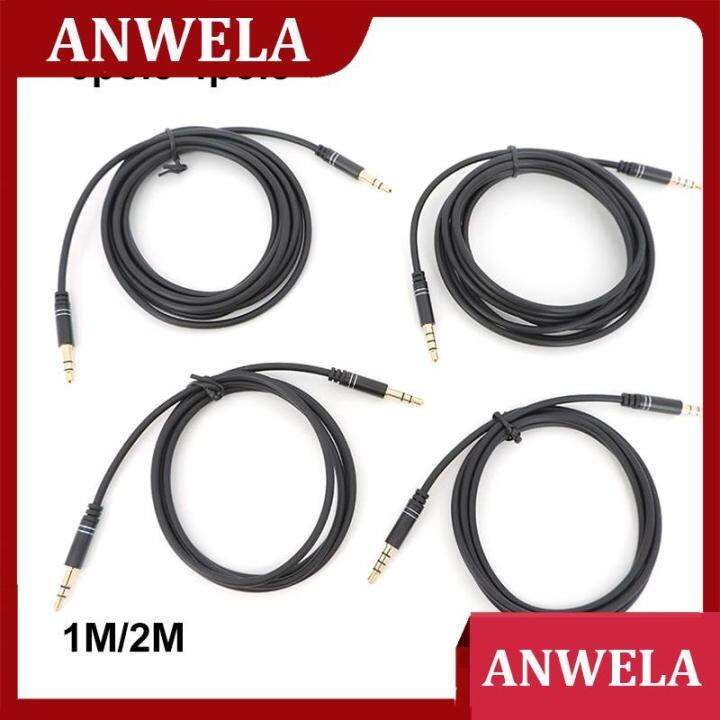 QANLA 1/2m 3 4 Pole Audio Aux Stereo 3.5mm Male to Male Jack Extension Microphones Cable extend ...
