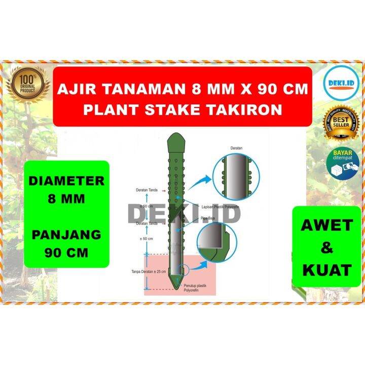 Ajir Tanaman 8 mm x 90 cm Plant Stake Takiron Penyangga Turus Modern ...
