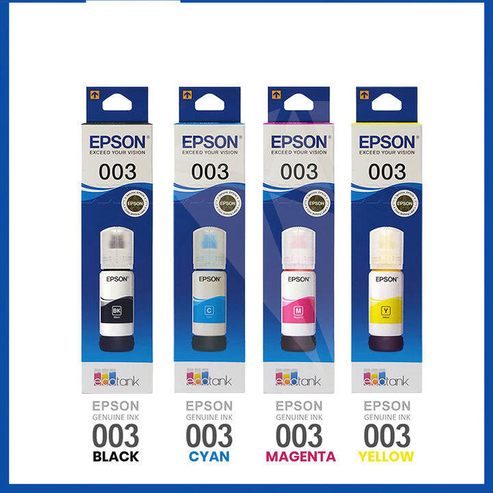 Epson 003 Original Ink Bottle Set of 4 Colors Black, Cyan, Yellow ...
