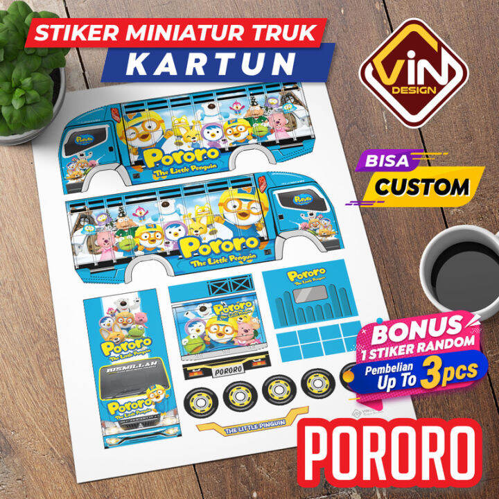 STIKER MINIATUR TRUK / PORORO / KARTUN / POLA STICKER MINIATUR TRUCK ...