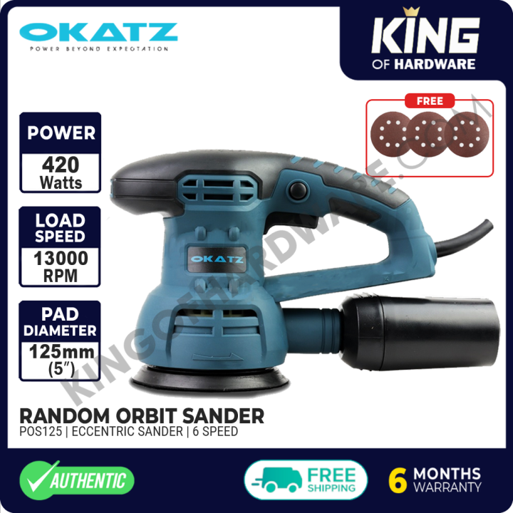 Okatz 420W / 5" Orbital Sander | 6 Speed Control Eccentric Sanding ...