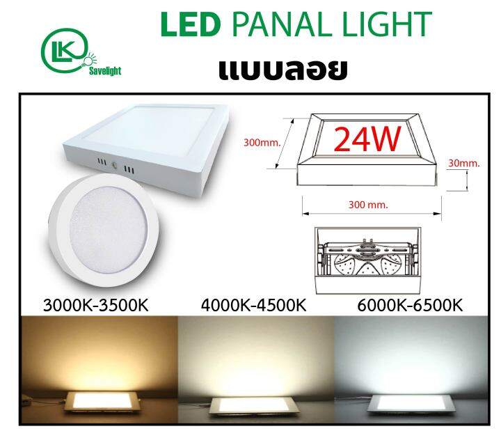 โคมLED Panel แบบDimmer ดาวน์ไลท์ติดลอยหรี่ไฟได้ กลม/เหลี่ยม 9w/12w/18w ...
