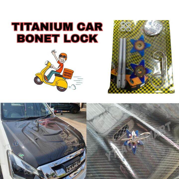 (READY STOCK)UNIVERSAL OMP TITANIUM BLUE BONNET HOOD PIN LOCK myvi ...