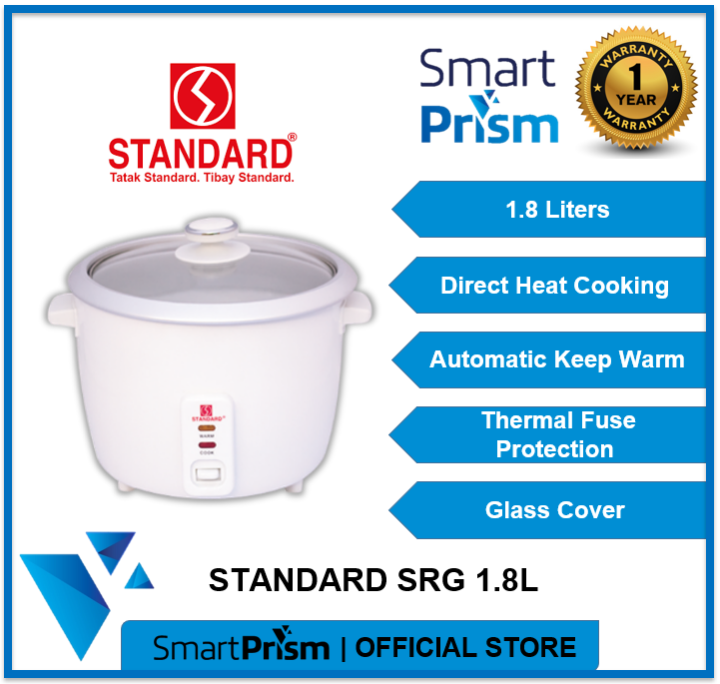 Standard Rice Cooker | SRG 1.8L 1.8 Liter with Automatic Keep Warm and Fuse Protection Smart ...