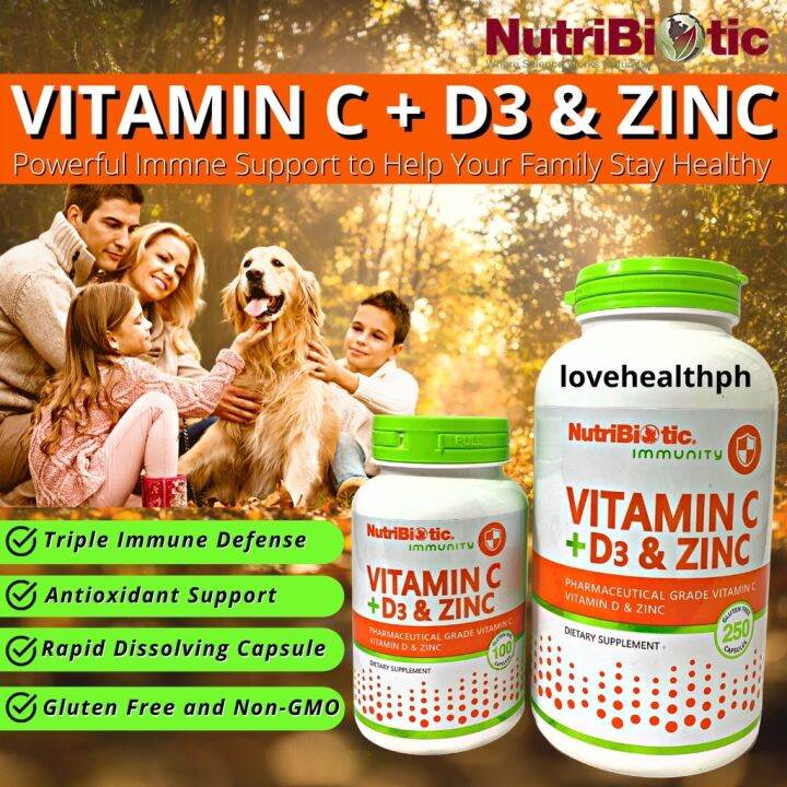 Triple Immunity Vitamin C D3 plus Zinc 250 Capsule or 100 Capsules ...