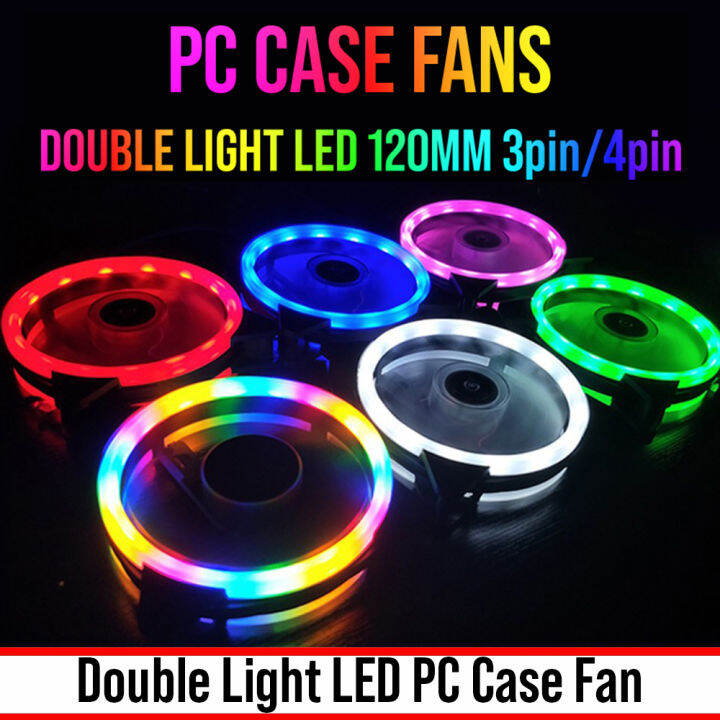 120mm 12cm Gaming PC Case Cooling Double Light LED PC Case Fan RGB 3pin ...