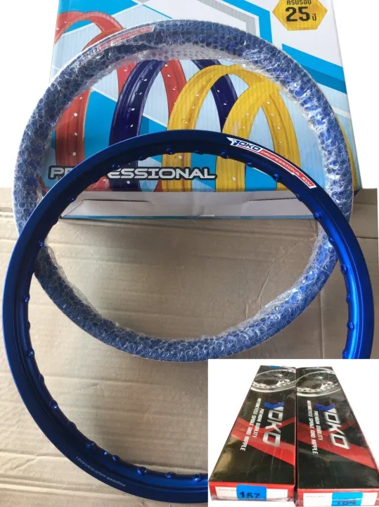 YOKO โยโก ล้อสีน้ำเงิน 1.4x17 +ซี่ลวดโยโก (ซี่ลวด 9x184, 9x157 จำนวน 2 ...