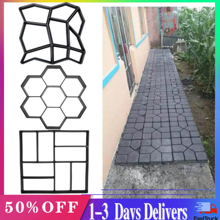DIY Bricks Garden Pavement Mold Walk Concrete Mould Molds Floor Road ...