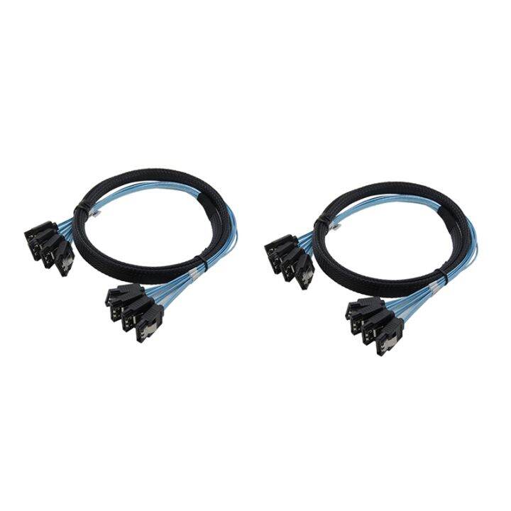 2Pcs 4X Sata to Sata Cable 4 Ports/Set Date Cable 7 Pin Sata Sas Cable ...
