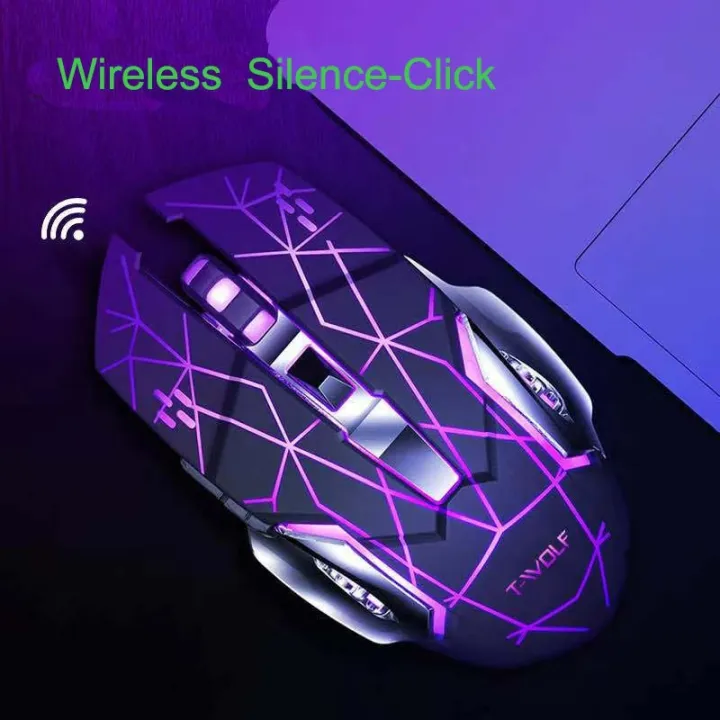 T-Wolf Q13 Wireless Mouse Gaming Office Home Charging Mice 7 Breathing ...