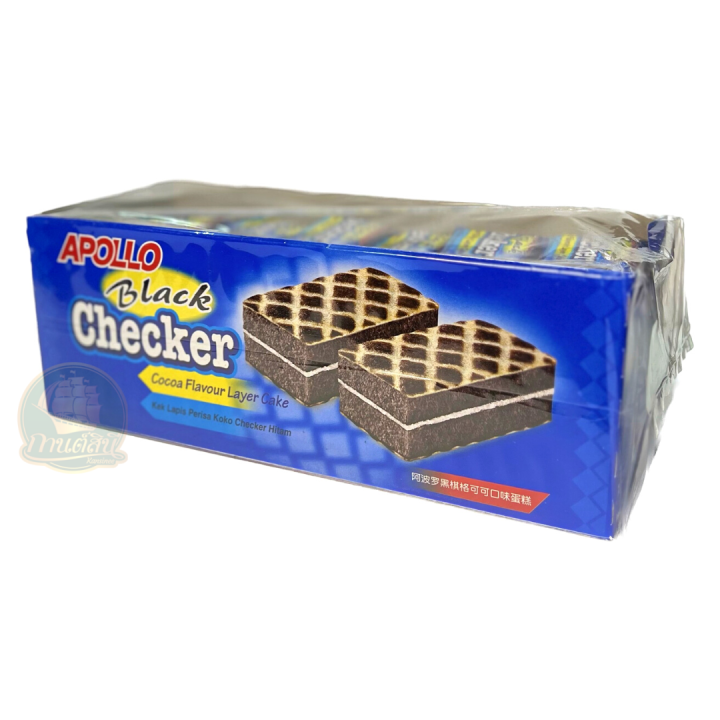 Apollo Black Checker เลเยอร์เค้ก รสโกโก้ ขนาด 18 กรัม บรรจุ 24 ชิ้น ...