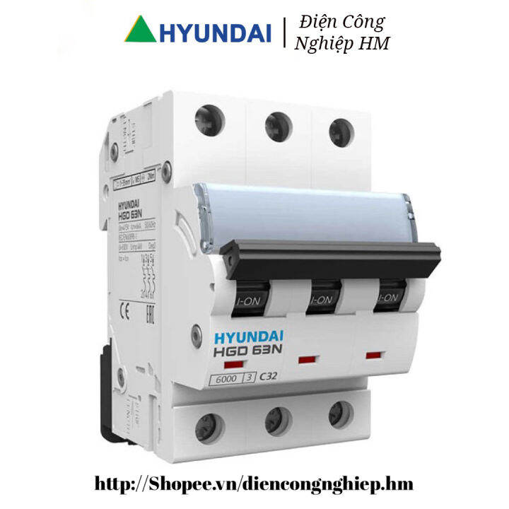 Aptomat Át tô mát tép 3 Pha Hyundai dòng 6A - 63A Hàng Chính Hãng, Cầu dao điện MCB 3P Hyundai ...