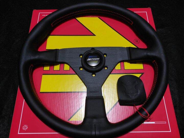MOMO Spoon gen3 steering wheel RED Stitch V2 14inch/350mm Flat ...