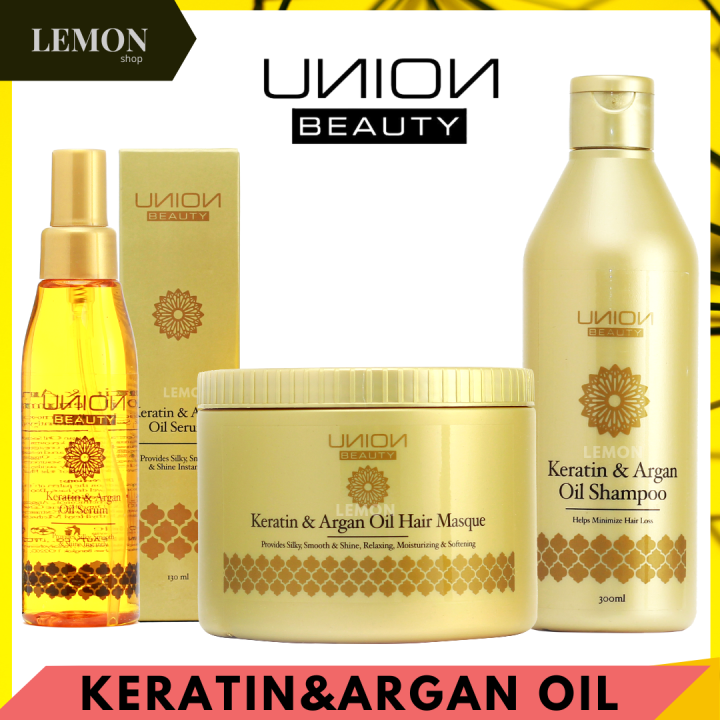 Union Beauty Keratin & Argan Oil Serum 130ml/Masque 500/1000ml/Shampoo ...