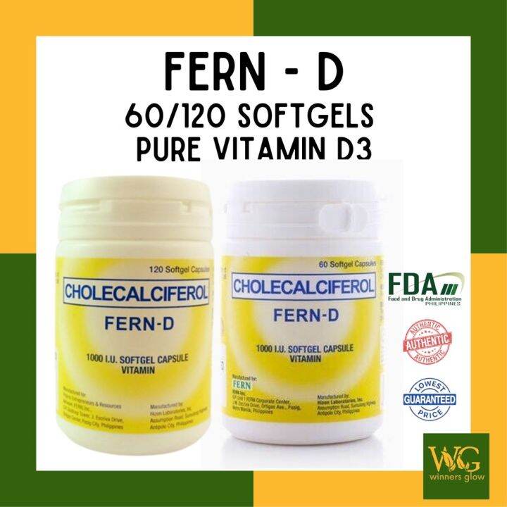 New Stocks FERN D 60/120 softgels - Pure Vitamin D3 winners glow | Lazada PH