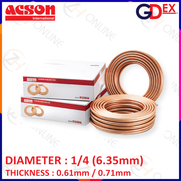 COPPER PIPE DIAMETER: 2分 1/4 (6.35MM) COPPER TUBE THICKNESS 0.61mm / 0.71mm ACSON COPPER COIL ...