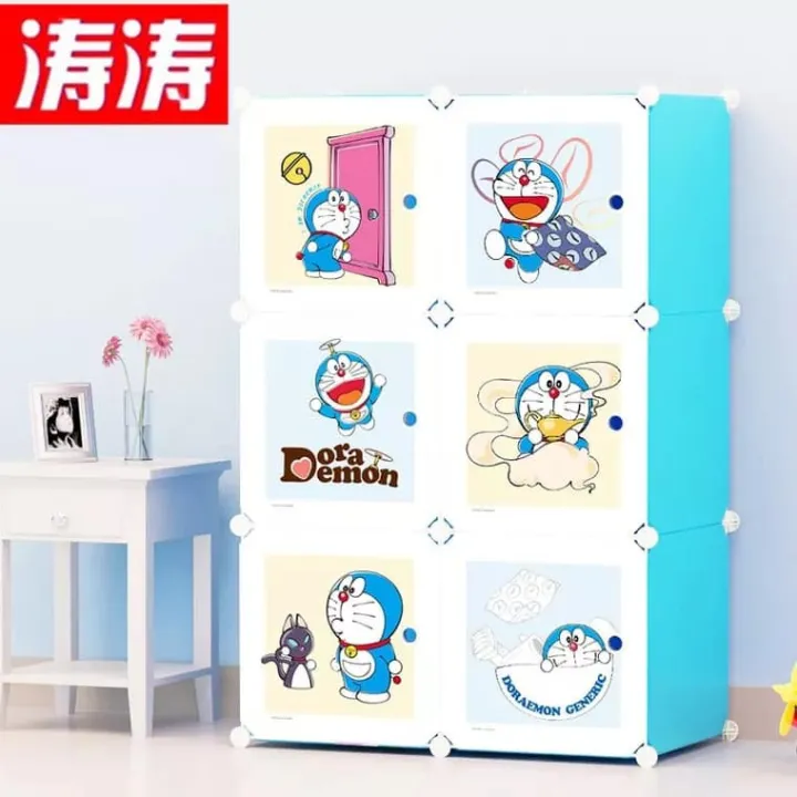 COD Doraemon 6 Cubes DIY Storage Cabinet wardrobe space saver organizer ...