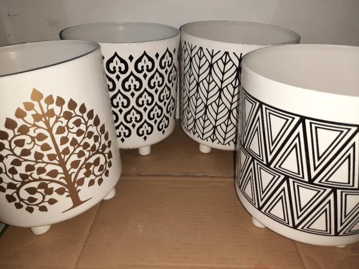 MODERN LARGE printed design pots for plants (BIG SIZE 9x9.5 inches ...