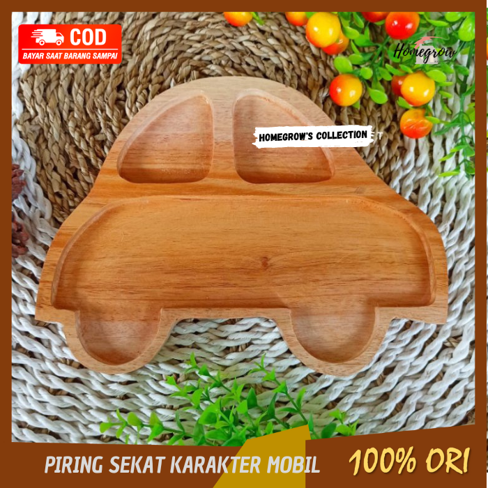Piring kayu makan Piring kayu aesthetic Piring sekat kayu karakter ...